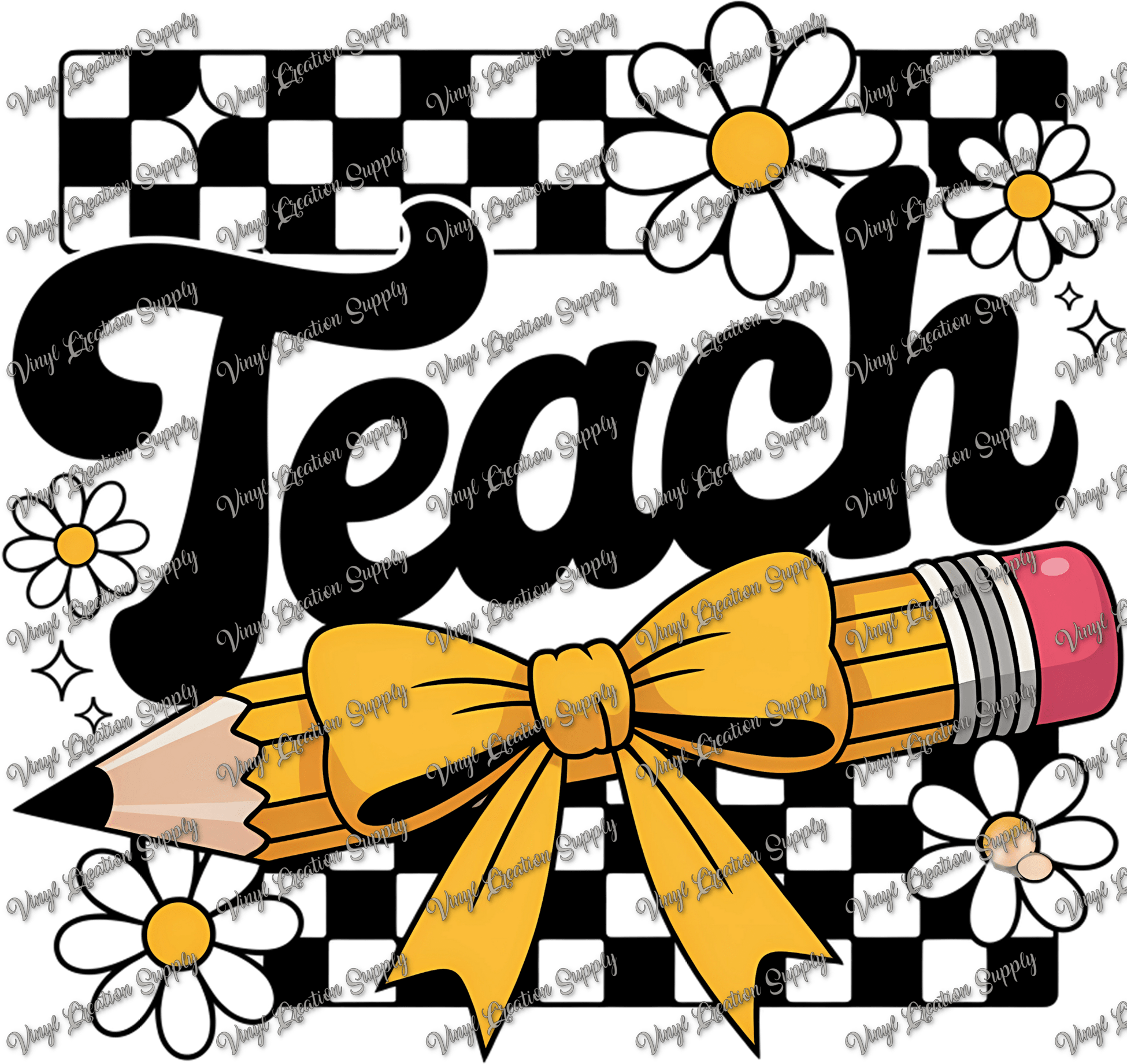 Checkered Teach Pencil – VCS' DIY Shirts & More