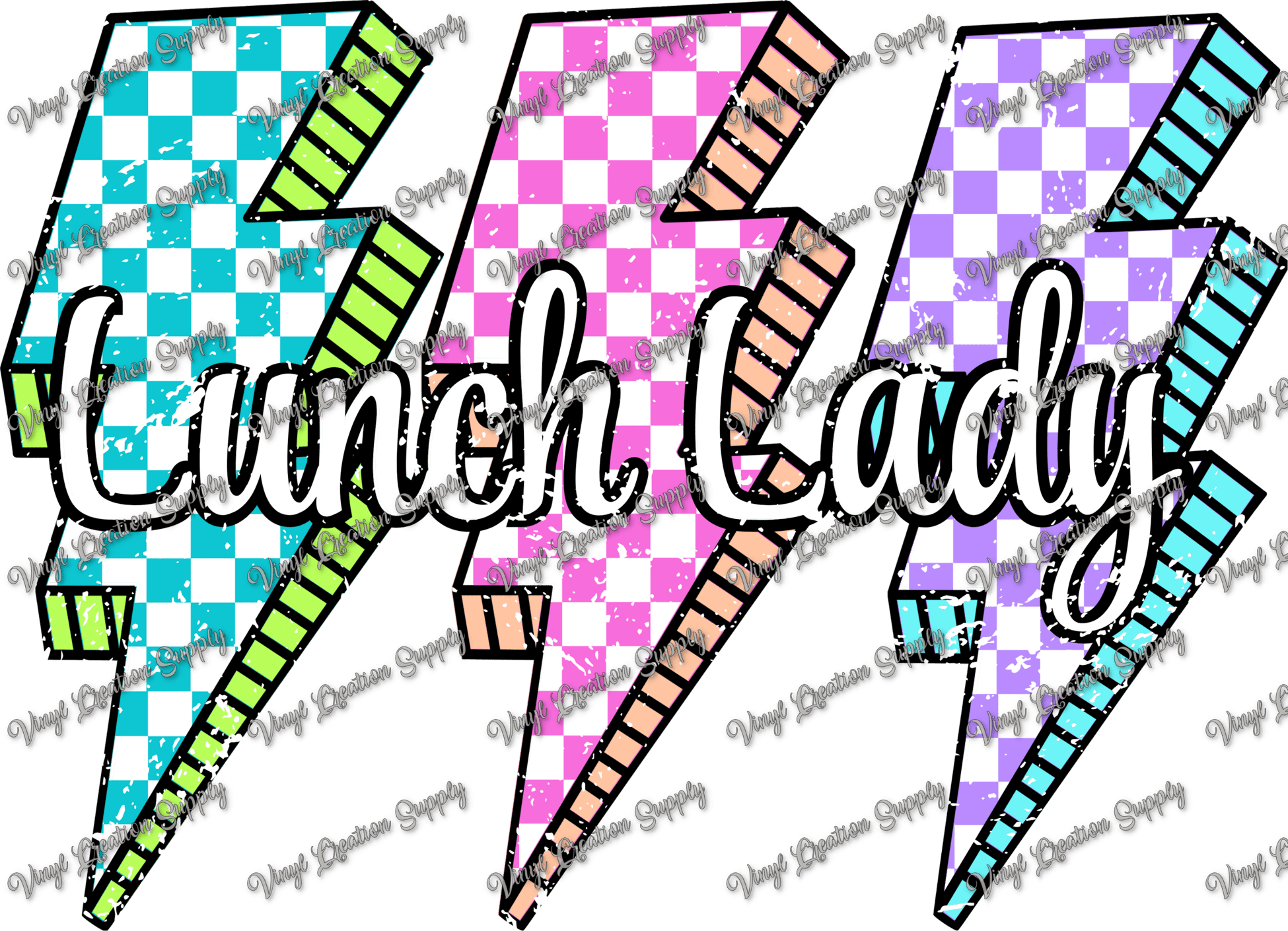 Lunch Lady Colorful Lightning Bolts – VCS' DIY Shirts & More