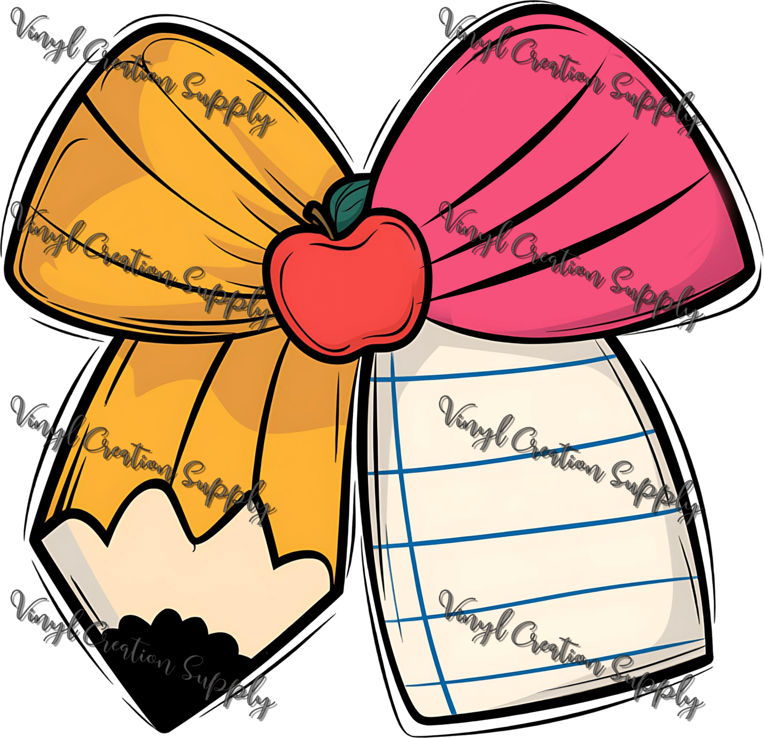 Pencil Paper Apple Bow – VCS' DIY Shirts & More